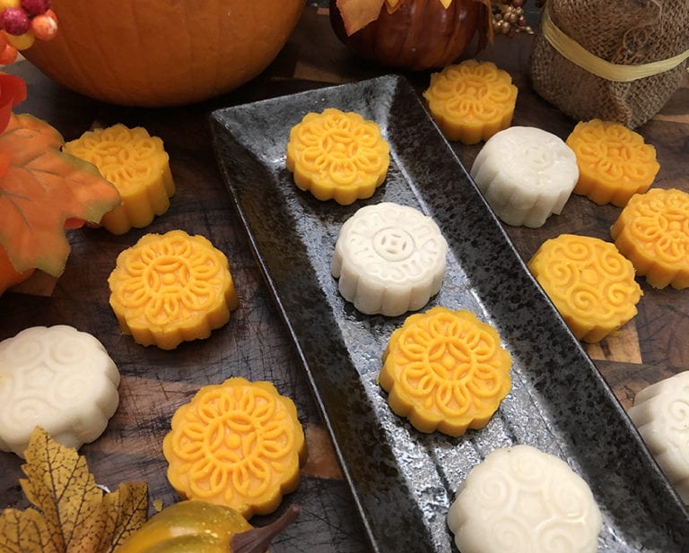 Snowskin Pumpkin Mooncakes (No-Bake) - NomList
