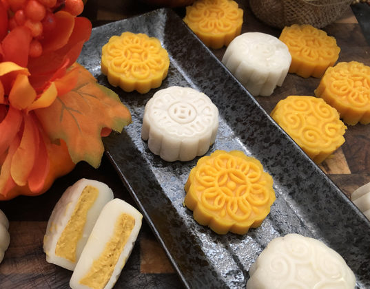Snowskin Pumpkin Mooncakes (No-Bake) - NomList